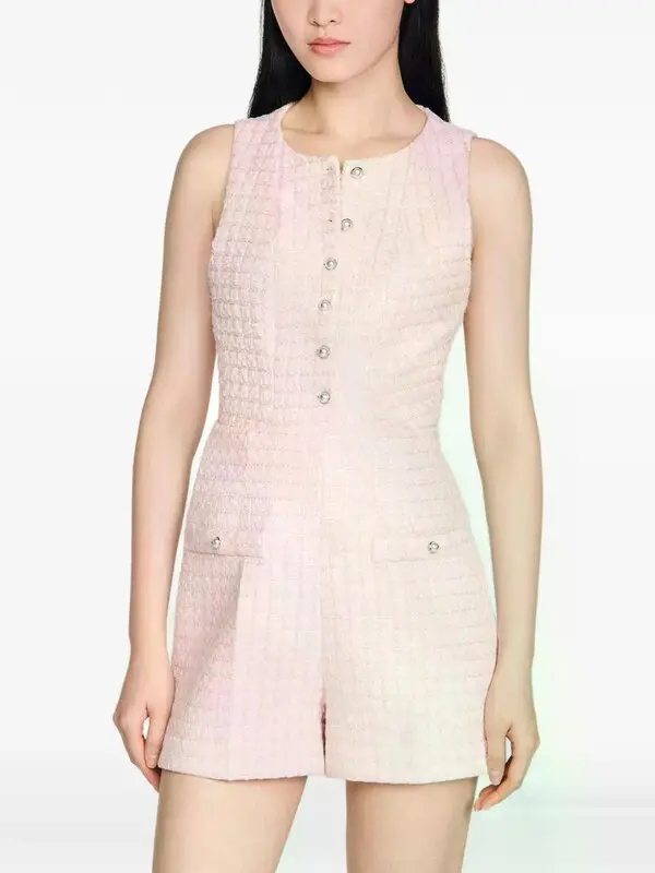 Sandro Sequin Check Tweed Shorts