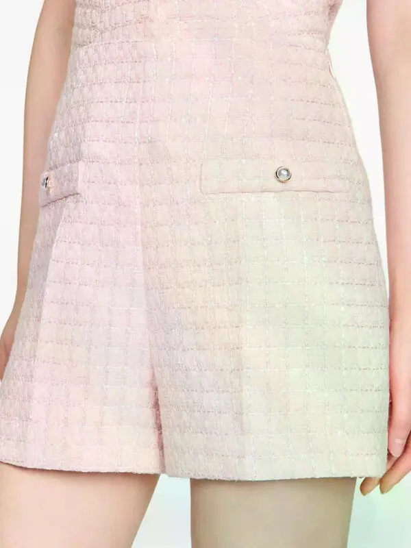 Sandro Sequin Check Tweed Shorts