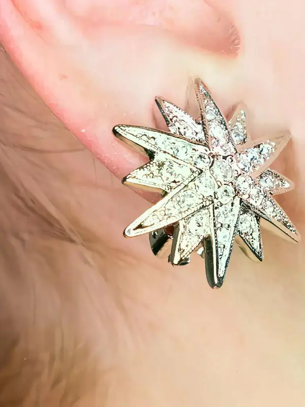 KENNETH JAY LANE Rhodium-plated Crystal Star Earrings