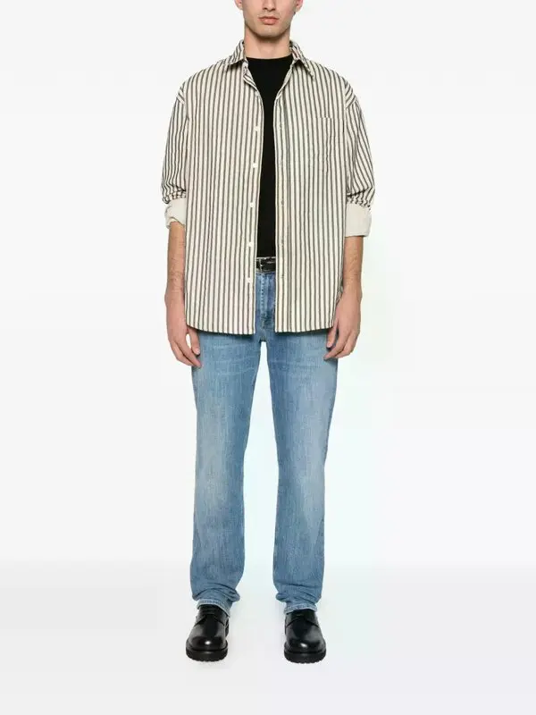 7 For All Mankind Topstitch Straight Leg Jeans - Blue