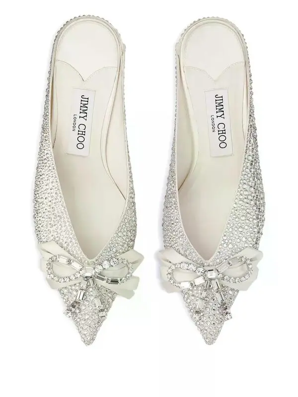 JIMMY CHOO Auria Crystal Embellished Bow Mules