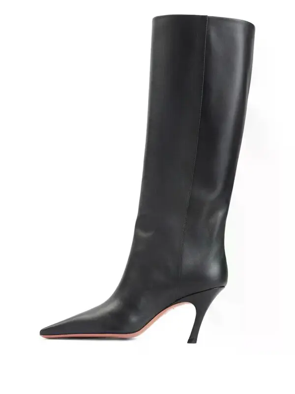 Amina Muaddi 80mm Mona Leather Zip Boots