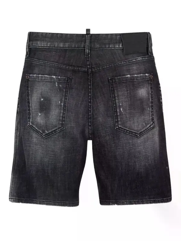 Dsquared2 Faded Black Wash Denim Shorts - Grey