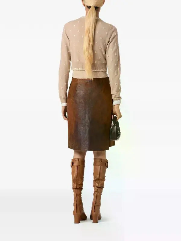 Miu Miu Embroidered Cashmere Cardigan - Neutrals