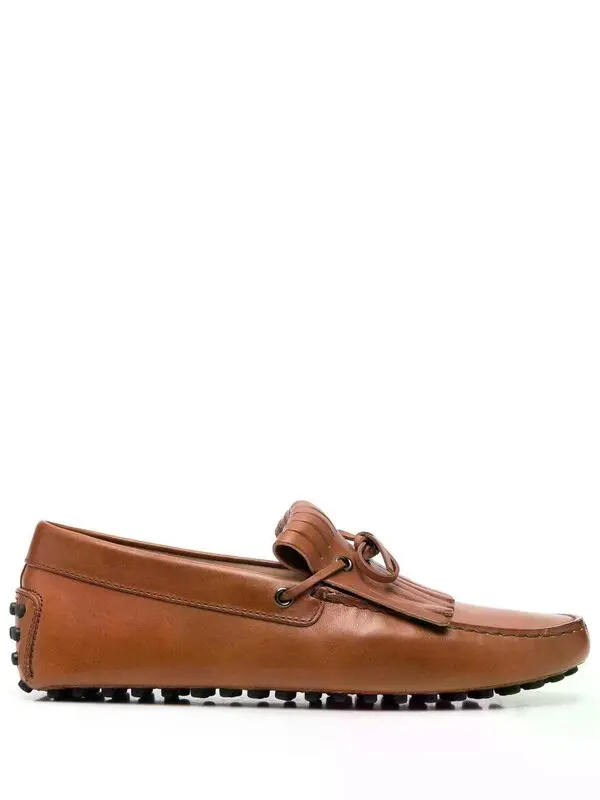 TOD'S Leather Loafers With Fringe Detailing