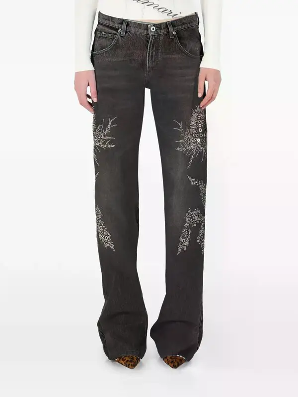 Blumarine Eyelet-embellished Straight Leg Jeans - Black