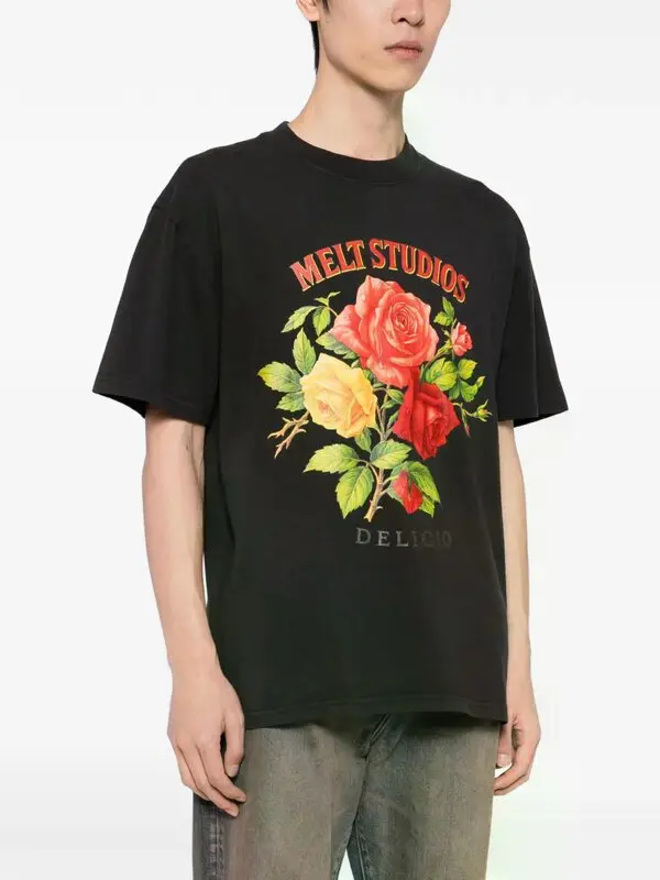 MELT Floral-printed T-shirt - Black