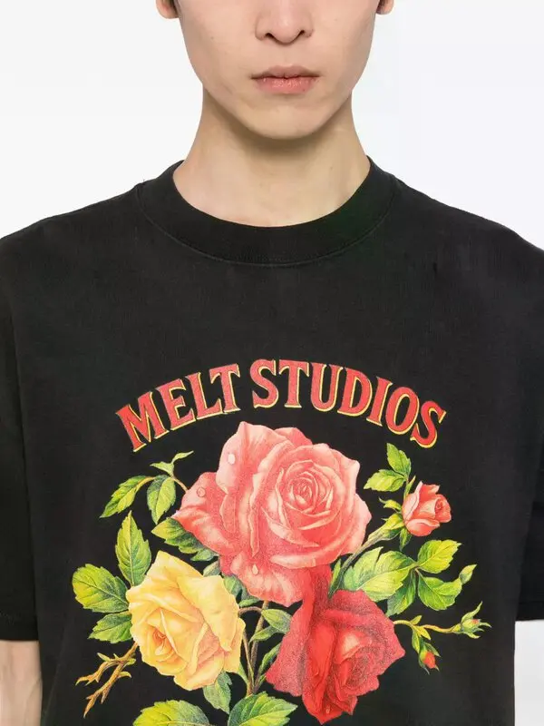MELT Floral-printed T-shirt - Black