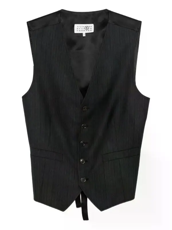 MAISON MARGIELA Dark Pinstripe Button Vest - Grey