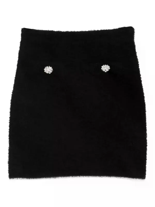 SELF-PORTRAIT Textured Mini Skirt With Crystal Embellishment