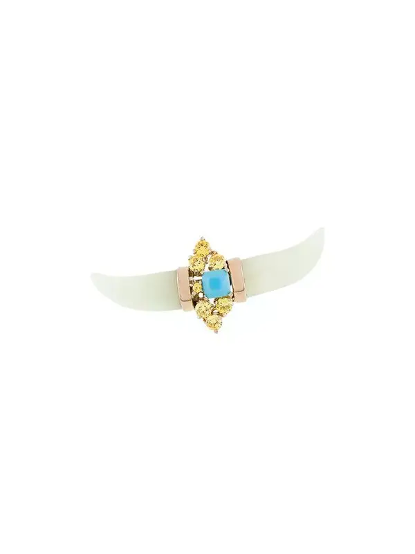 Iosselliani Single Horn Earring With Turquoise And Zirconia - Metallic