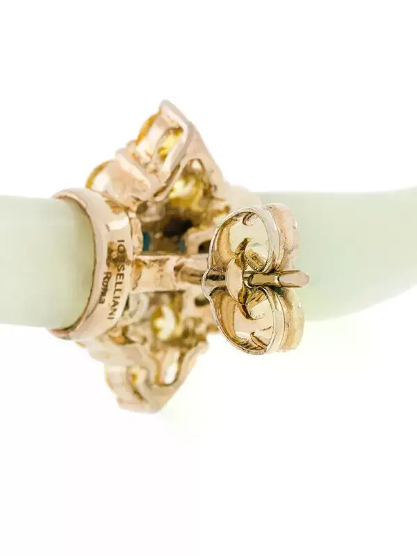 Iosselliani Single Horn Earring With Turquoise And Zirconia