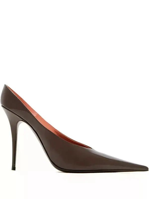 Amina Muaddi 105mm Anok Pointed Pumps - Brown
