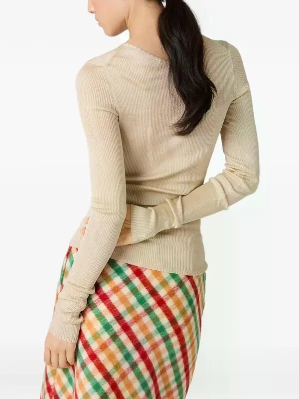 Miu Miu Silk Ribbed Crew-neck Sweater