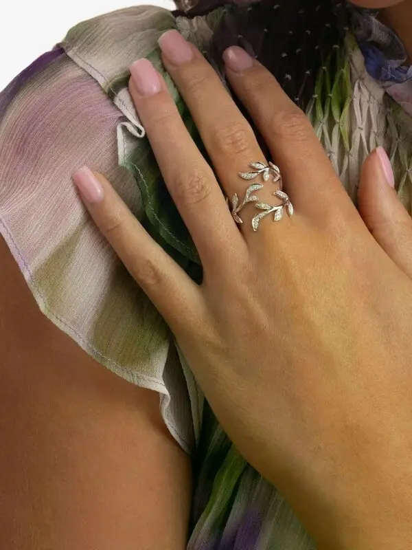 STEFERE 18k White Gold Diamond Garden Ring - Silver