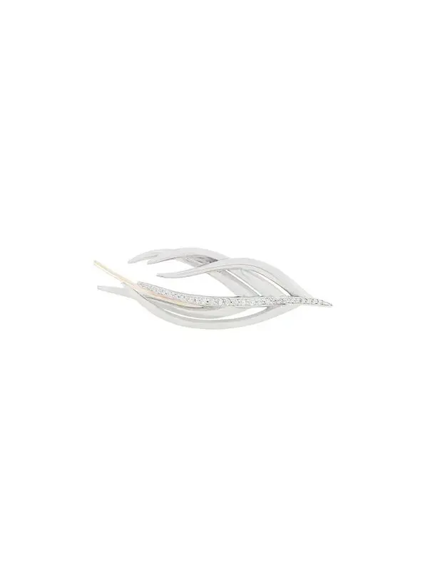 SHAUN LEANE White Feather Diamond Earring - Metallic