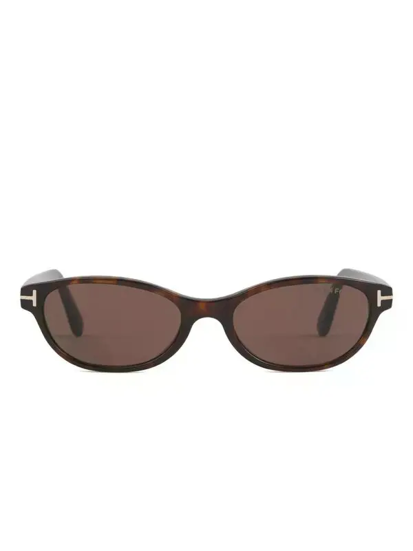 TOM FORD Oval Frame Sunglasses - Brown