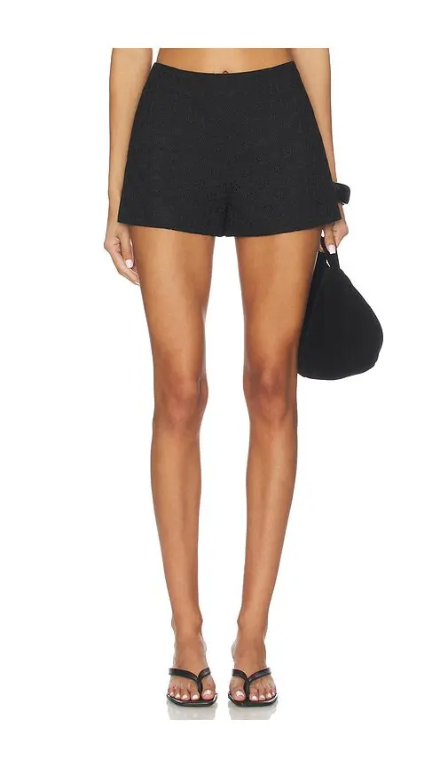 Faithfull The Brand Olivia Textured Eyelet Shorts - Black