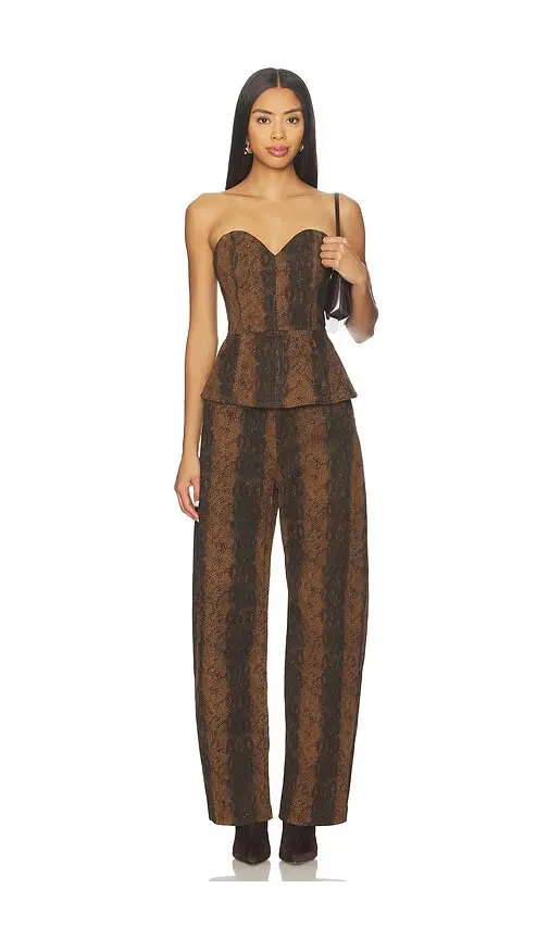 Line & Dot Iggy Peplum Top In Snake Print