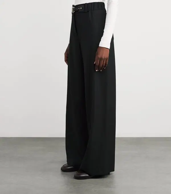 Maje Belted Wide-leg Tailored Trousers