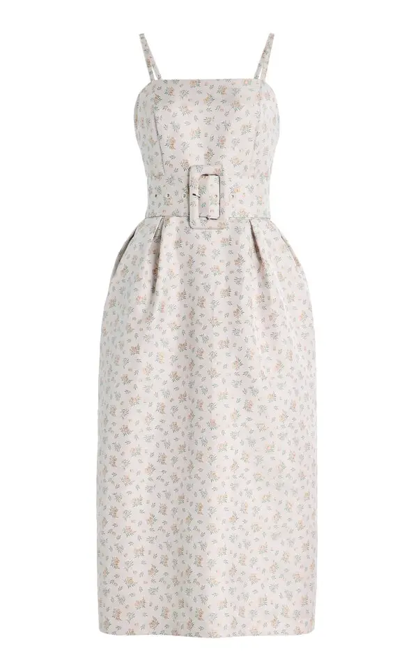 Rosie Assoulin Artichoke Belted Jacquard Midi Dress - Orange