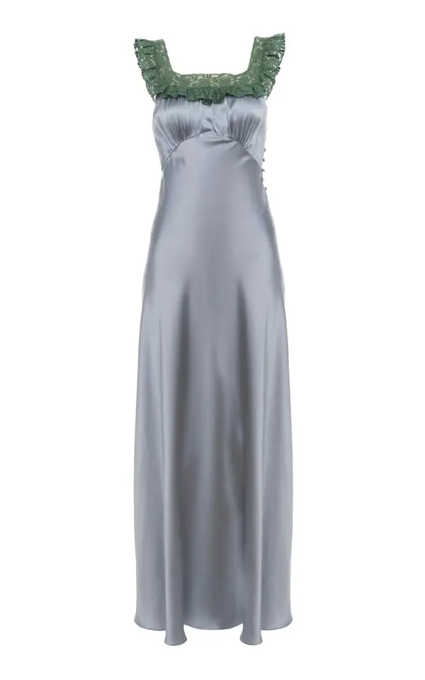 Chloé Lace-trimmed Silk Satin Maxi Dress - Blue