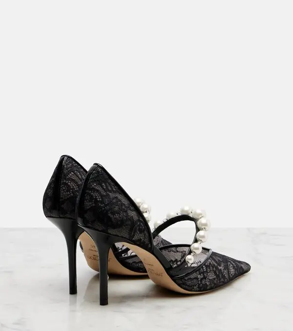 JIMMY CHOO Aurelie 85 Lace And Leather Pumps