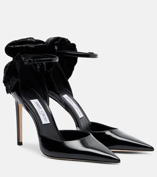 JIMMY CHOO Marja 100 Floral-applique Leather Pumps - Black