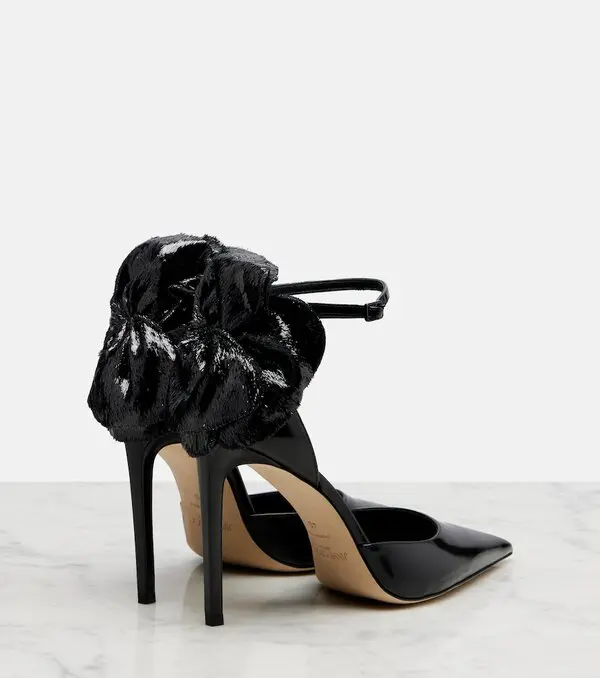 JIMMY CHOO Marja 100 Floral-applique Leather Pumps - Black