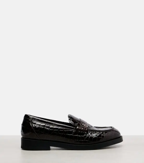 JIMMY CHOO Ivy Croc-effect Patent Leather Loafers