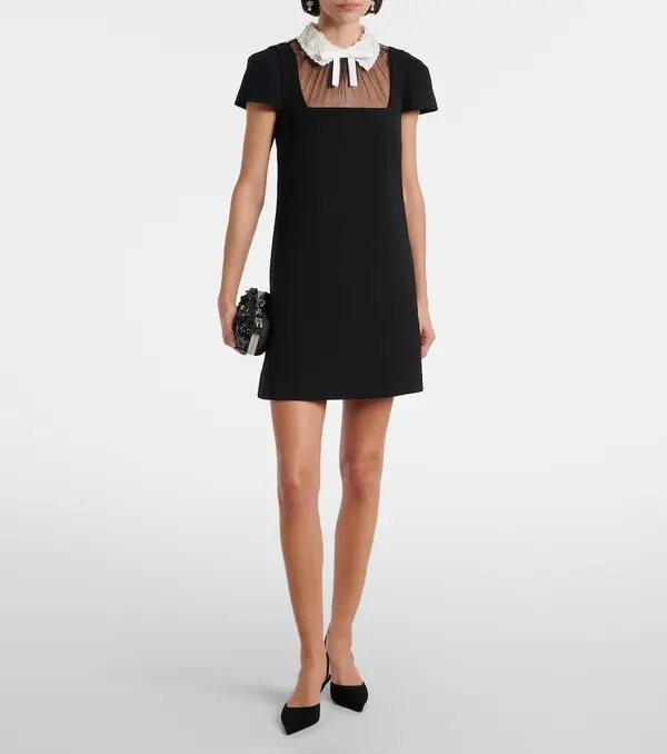 SELF-PORTRAIT Bow-detail Crepe Mini Dress