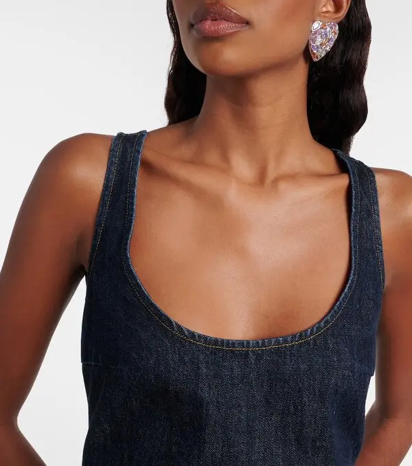 SELF-PORTRAIT Floral-applique Denim Minidress - Grey