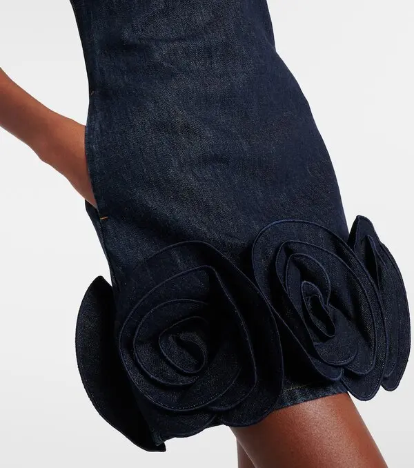 SELF-PORTRAIT Floral-applique Denim Minidress - Grey