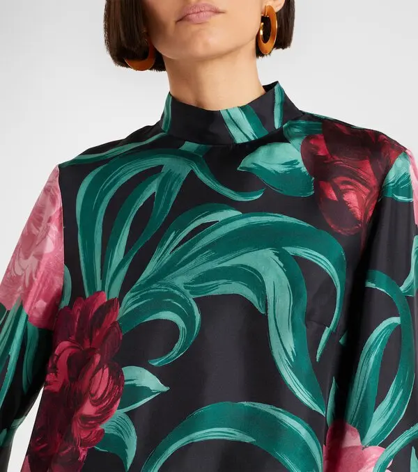 La DoubleJ Make An Exit' Floral Silk Twill Top