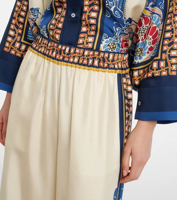 La DoubleJ Printed Silk Palazzo Pants