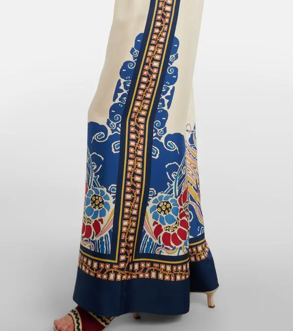 La DoubleJ Printed Silk Palazzo Pants