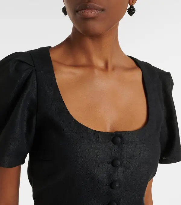 Faithfull The Brand Emma Linen Top - Black