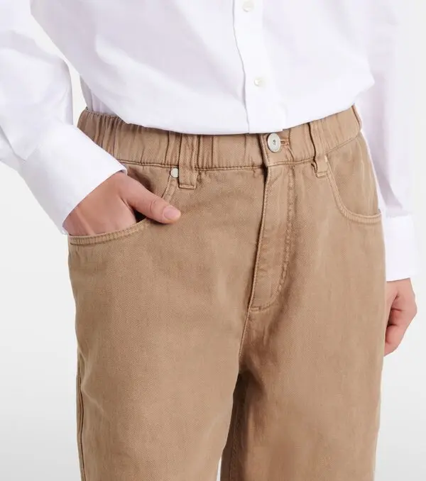 Brunello Cucinelli Mid-rise Cotton And Linen Wide-leg Pants