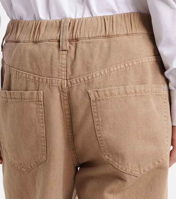 Brunello Cucinelli Mid-rise Cotton And Linen Wide-leg Pants