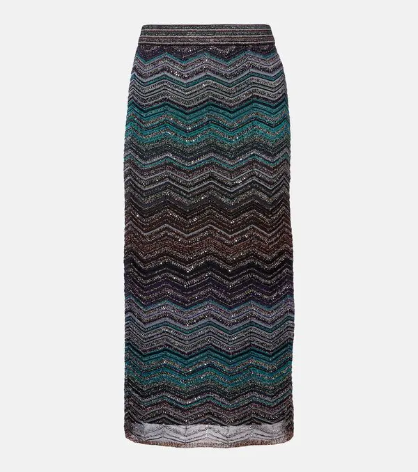Missoni Zigzag Lame Midi Skirt - Multicoloured