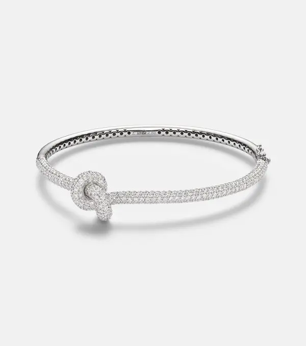 ENGELBERT Legacy Knot 18kt White Gold Diamond Bangle - Silver