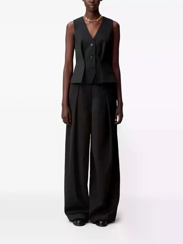 Claudie Pierlot Button-detail Pleated Wide-leg Trousers