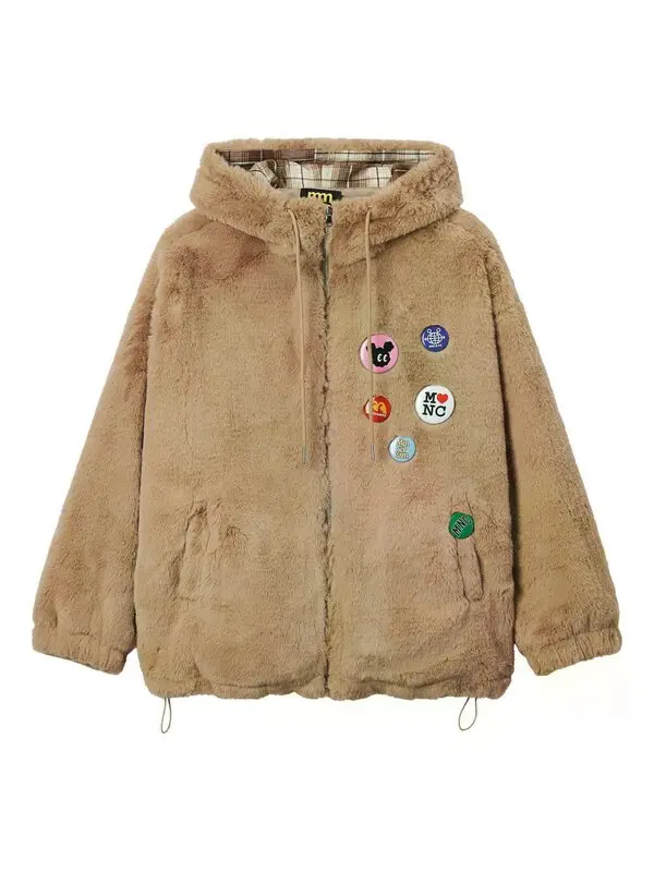 MINI CREAM Hooded Appliqué Zip-up Jacket