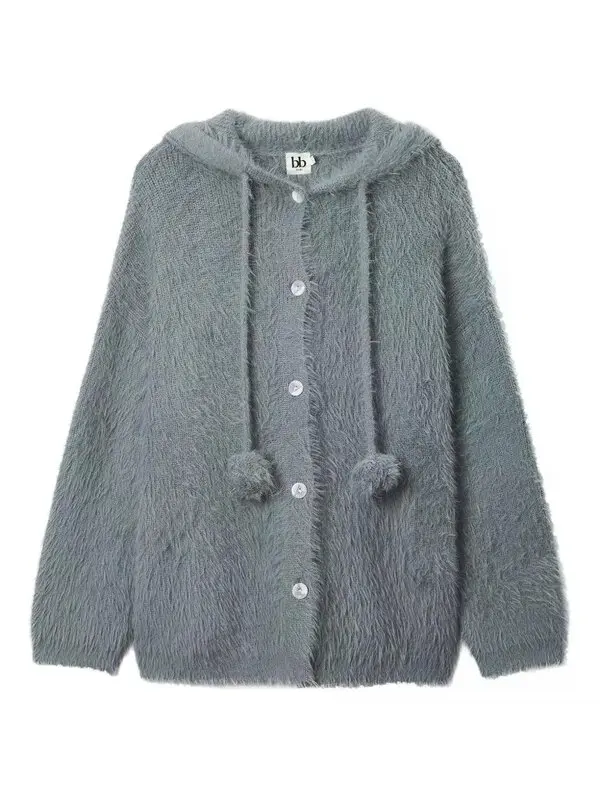 B+AB Hooded Pom-pom Cardigan - Grey