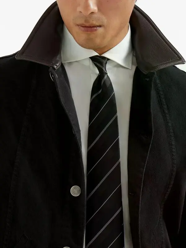 Brunello Cucinelli Striped Silk Neck Tie - Black