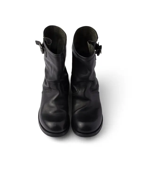 Prada Leather Mid-calf Buckled Boots