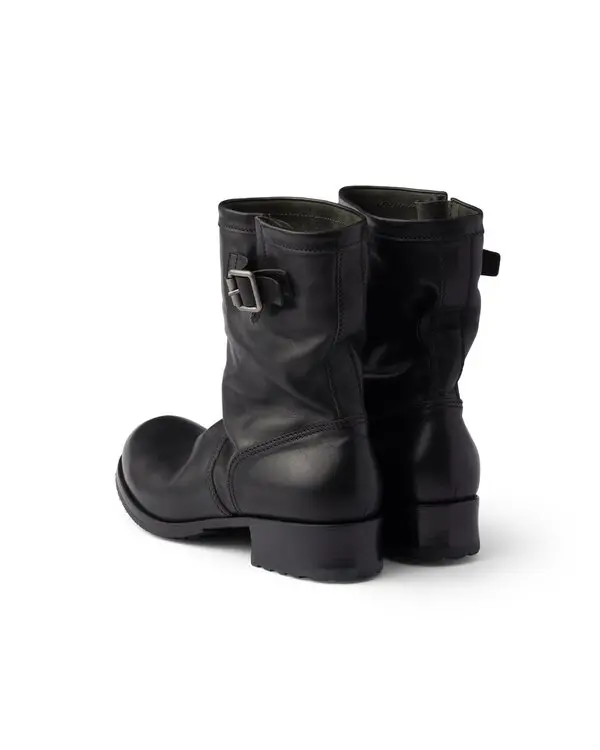 Prada Leather Mid-calf Buckled Boots