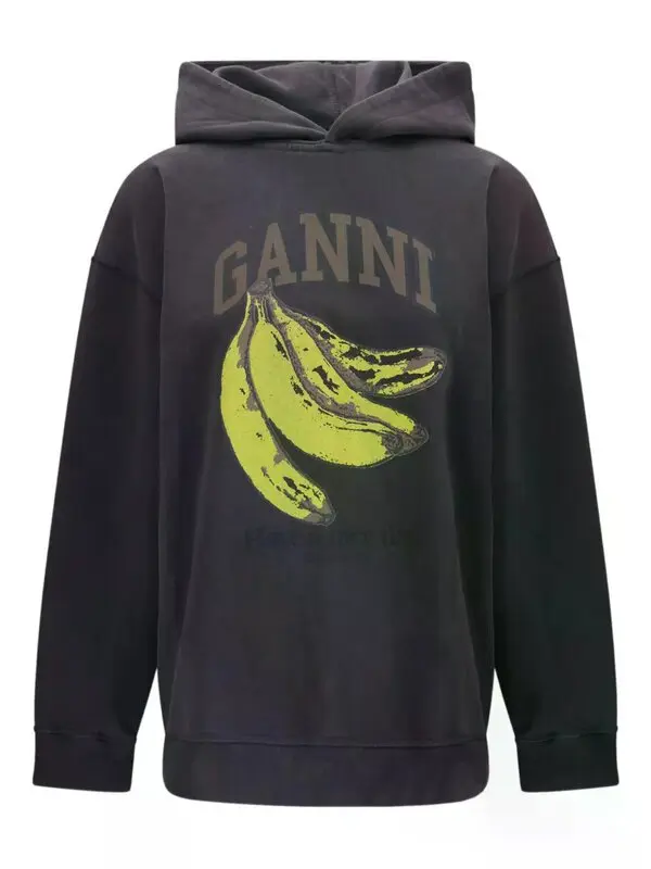 GANNI Banana Print Hoodie - Grey