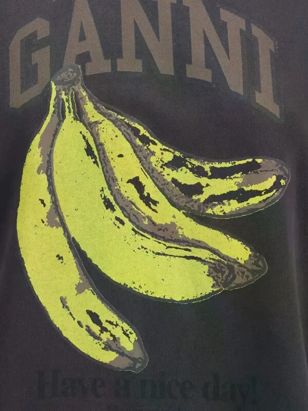 GANNI Banana Print Hoodie - Grey