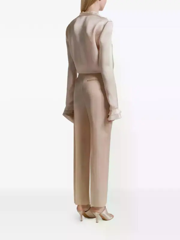 Alberta Ferretti Ruffled Trim V-neck Shirt